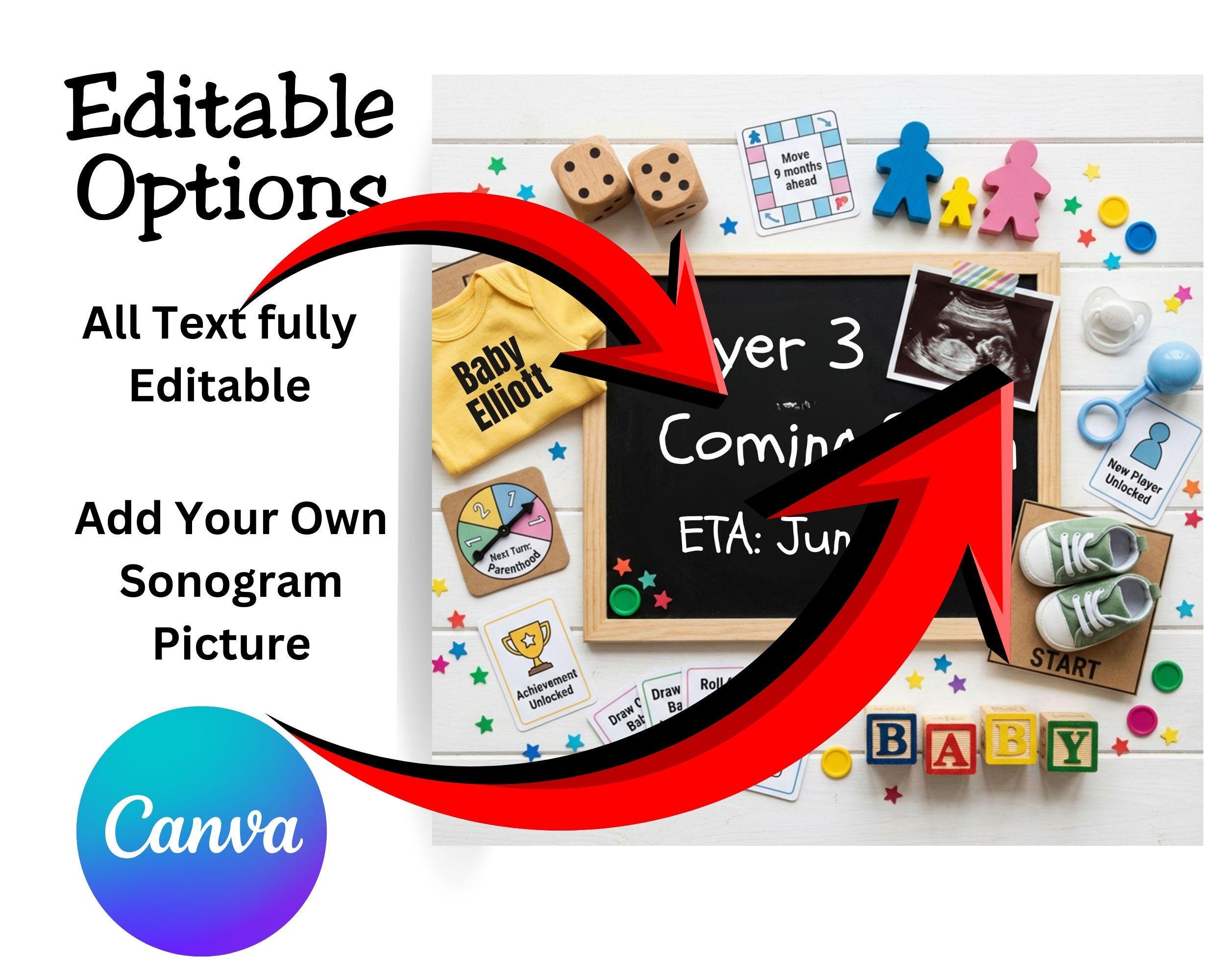 Board Game Pregnancy Announcement Canva Template, Player 3 Coming Soon ...