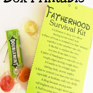 Fatherhood Survival Kit Printable for Group Gift for Dad Treat Bag ...