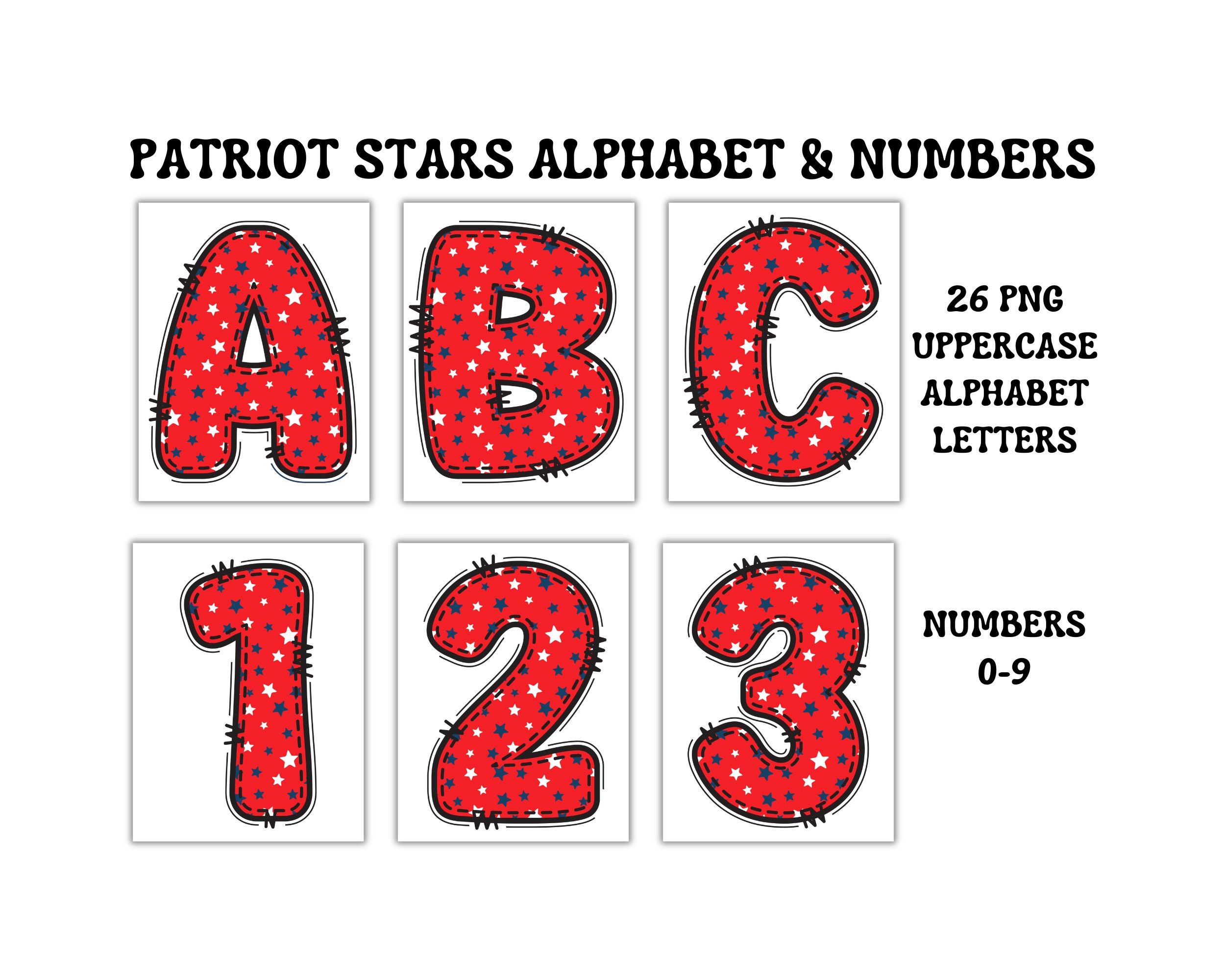 Patriotic Alphabet PNG Clipart Set of 5 Patriotic Letters and Numbers ...