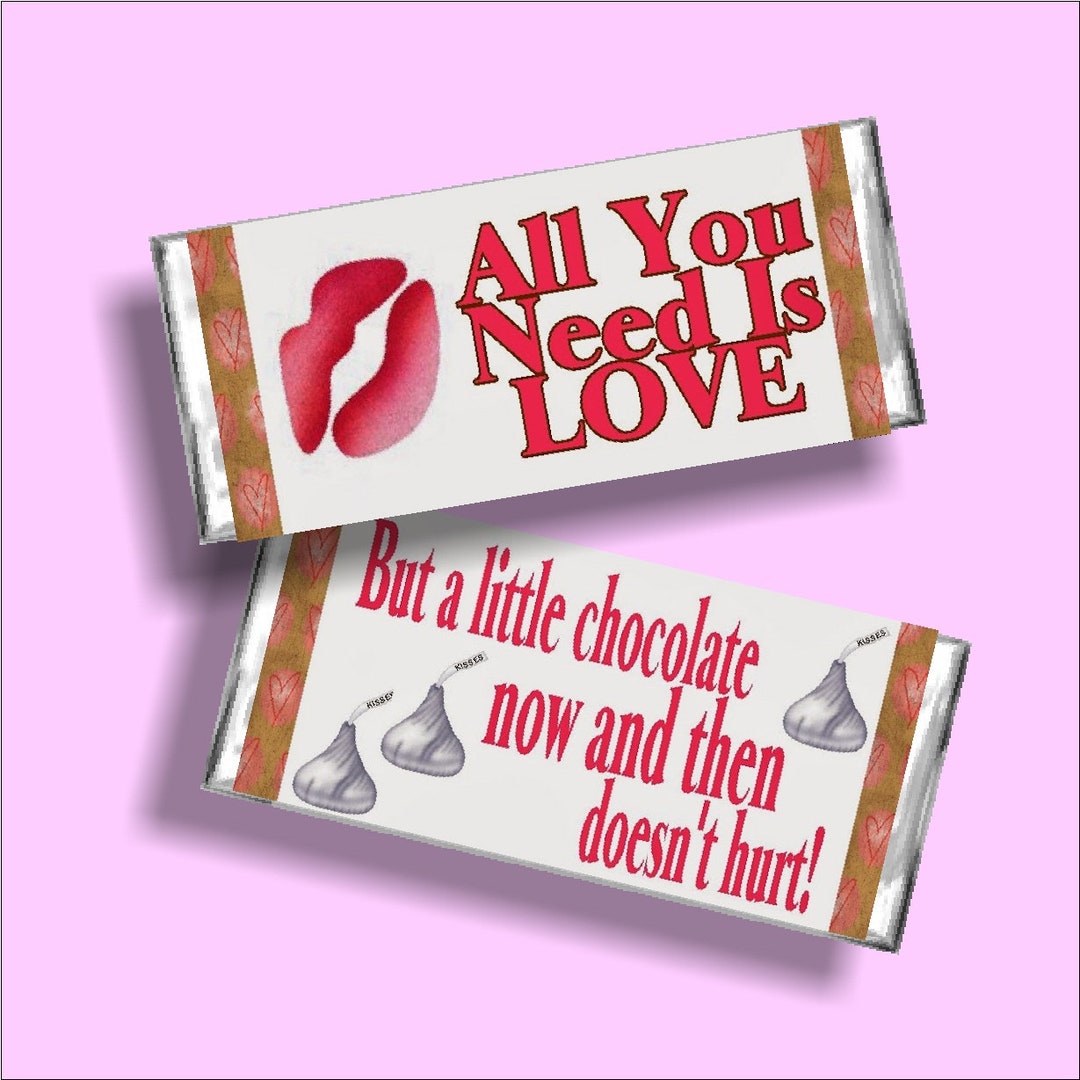 All You Need is Love Candy Bar Wrapper Printable - Etsy