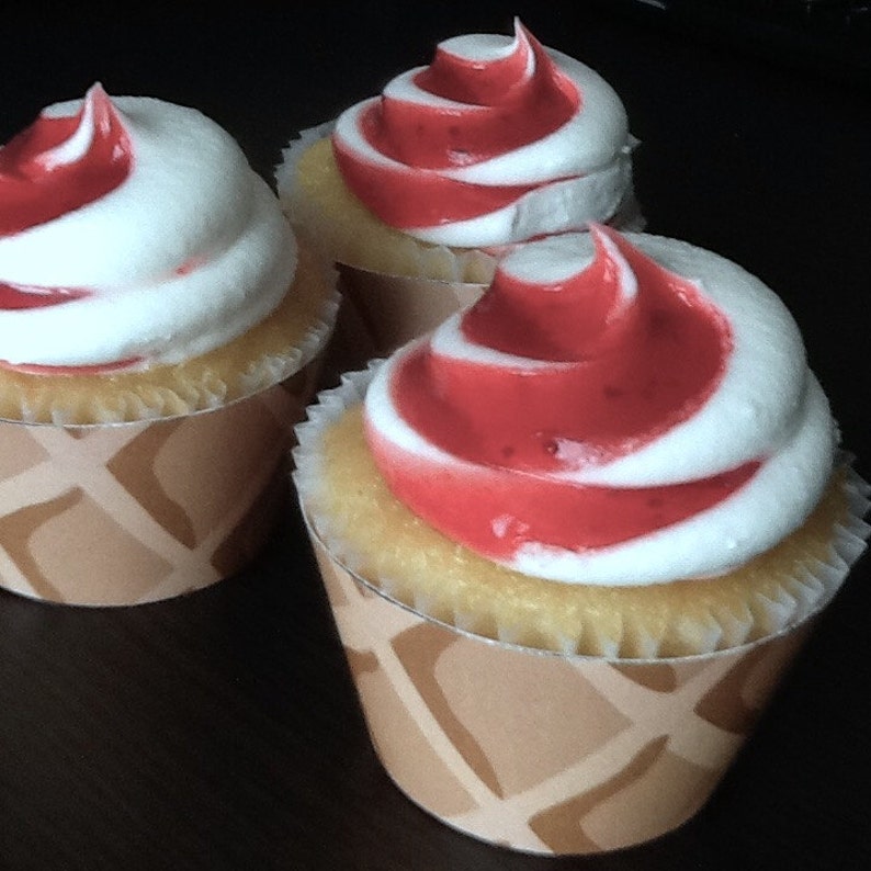 Ice Cream Waffle Cone Cupcake Wrapper Printable - Etsy