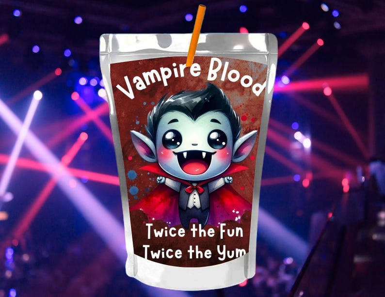 Vampire Blood Capri Sun Label Printable, Halloween Party Drink Juice ...