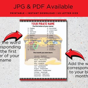 Whats Your Pirate Name Printable Game, Pirate Party Name Generator Game ...