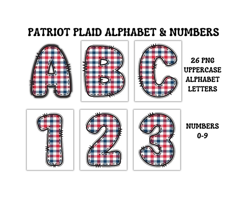 Patriotic Alphabet PNG Clipart Set of 5 Patriotic Letters and Numbers ...
