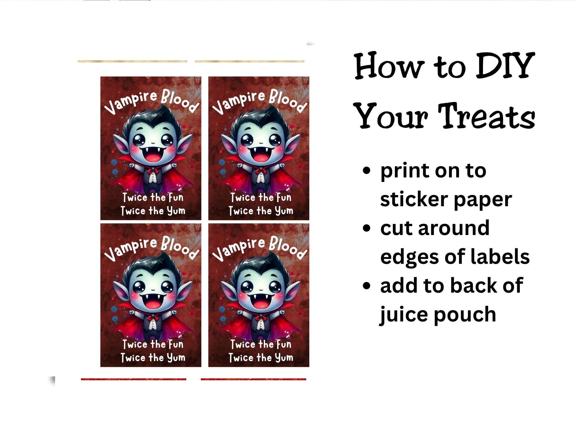 Vampire Blood Capri Sun Label Printable, Halloween Party Drink Juice ...