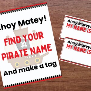 Whats Your Pirate Name Printable Game, Pirate Party Name Generator Game ...