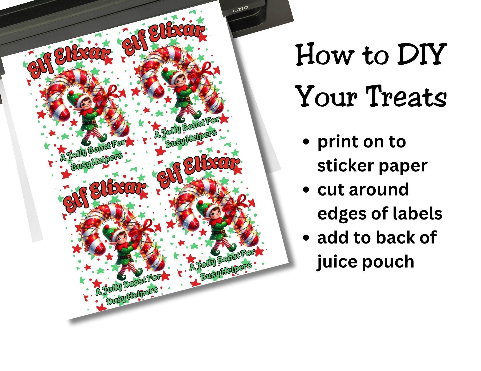 Elf Elixar Capri Sun Labels, Christmas Printable Drink Labels for Kids ...