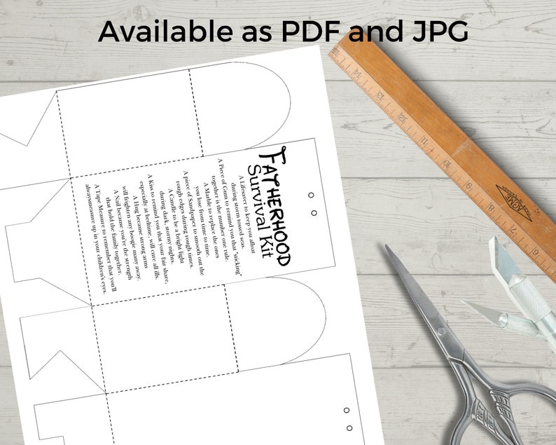 Fatherhood Survival Kit Printable for Group Gift for Dad Treat Bag ...