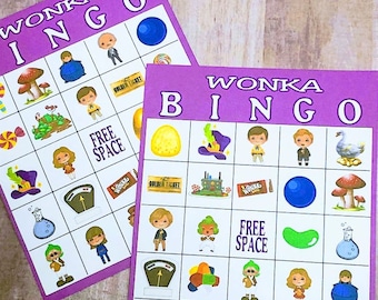 WILLY WONKA Candy Bingo Party Game Cards - DIY Printable (set of 25) - Etsy