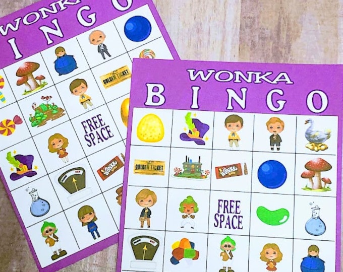 WILLY WONKA Candy Bingo Party Game Cards - DIY Printable (set of 25) - Etsy