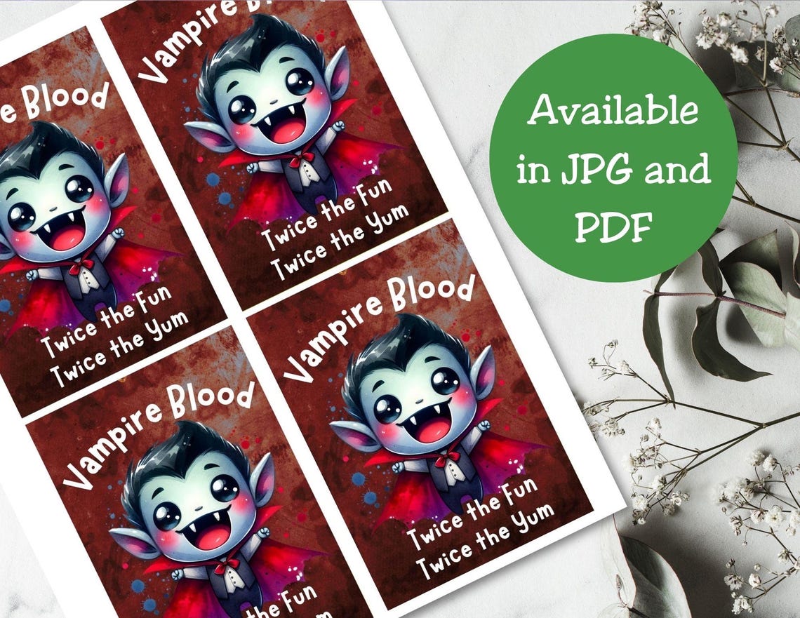 Vampire Blood Capri Sun Label Printable, Halloween Party Drink Juice ...