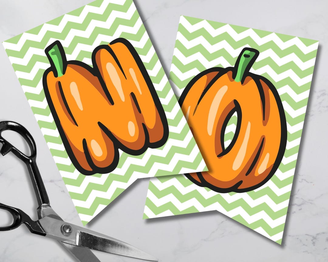 Pumpkin Halloween Banner Digital Pennant Alphabet, Fall Festival Party ...