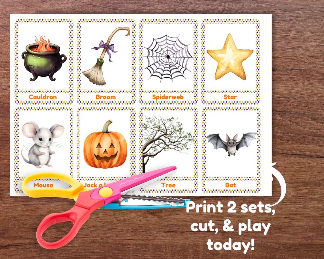 Halloween Memory Matching Game Printable Kids Activity, Classroom ...