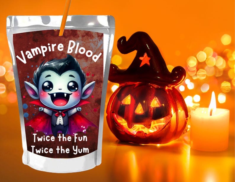 Vampire Blood Capri Sun Label Printable, Halloween Party Drink Juice ...