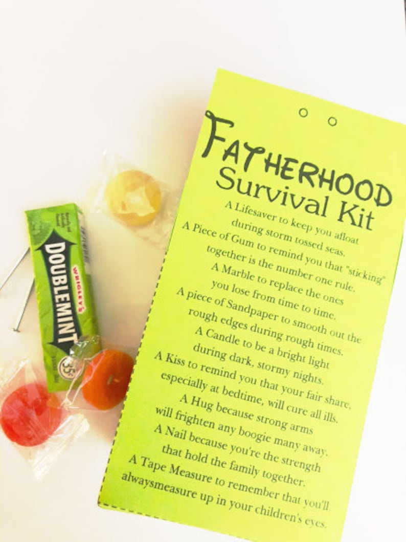 Fatherhood Survival Kit Printable for Group Gift for Dad Treat Bag ...