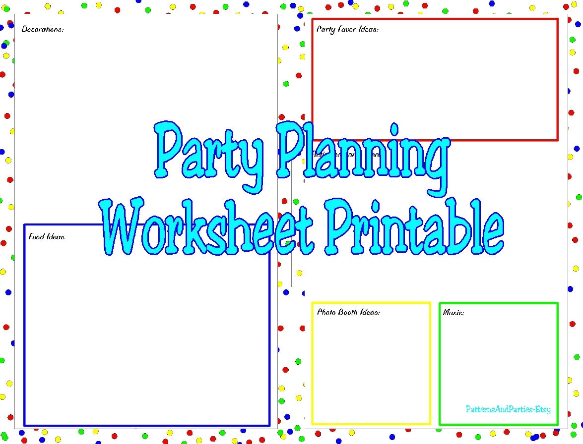 Party Planning Worksheet Planner Printable | Etsy