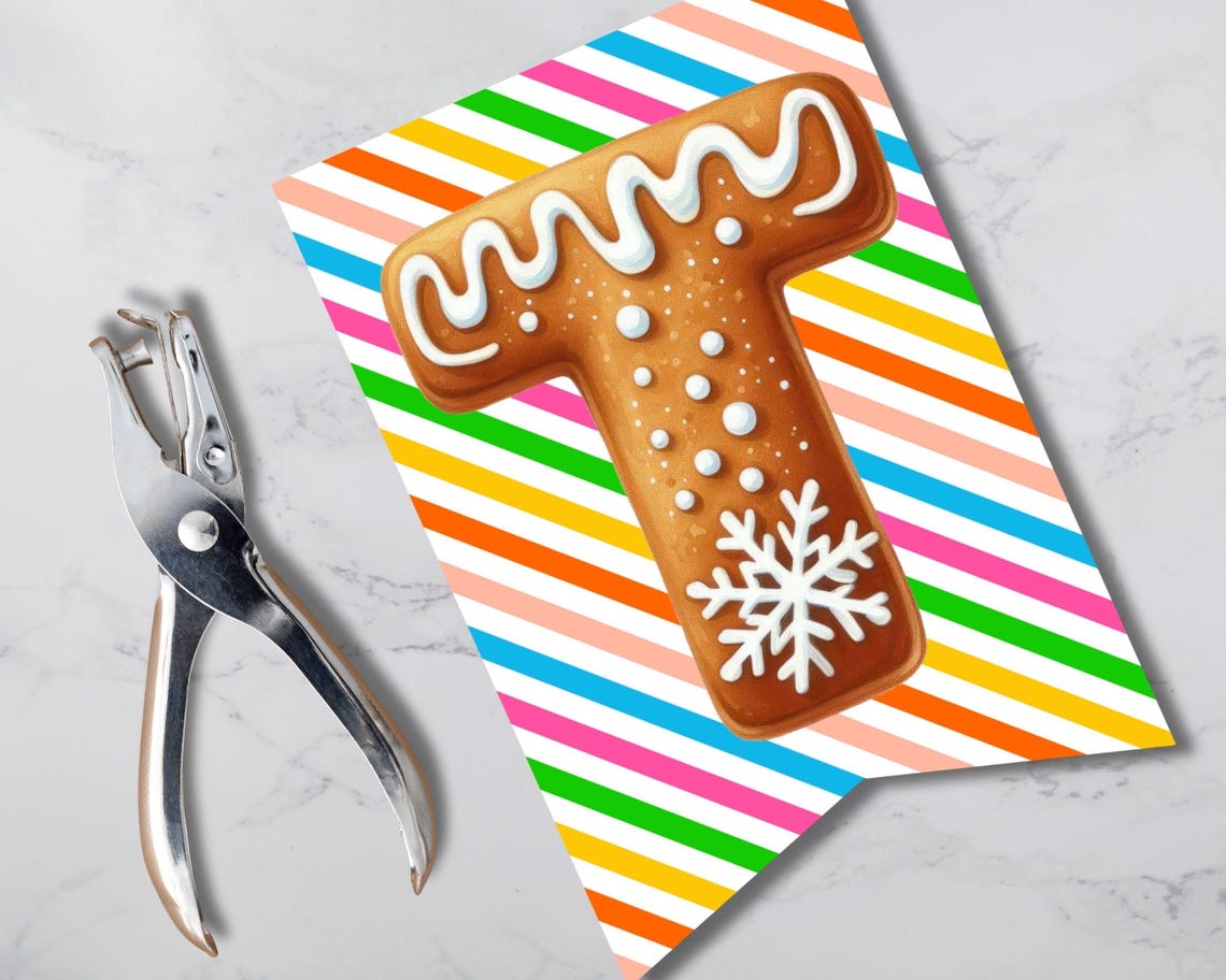 Gingerbread Christmas Banner Digital Pennant Alphabet Letters A-Z ...