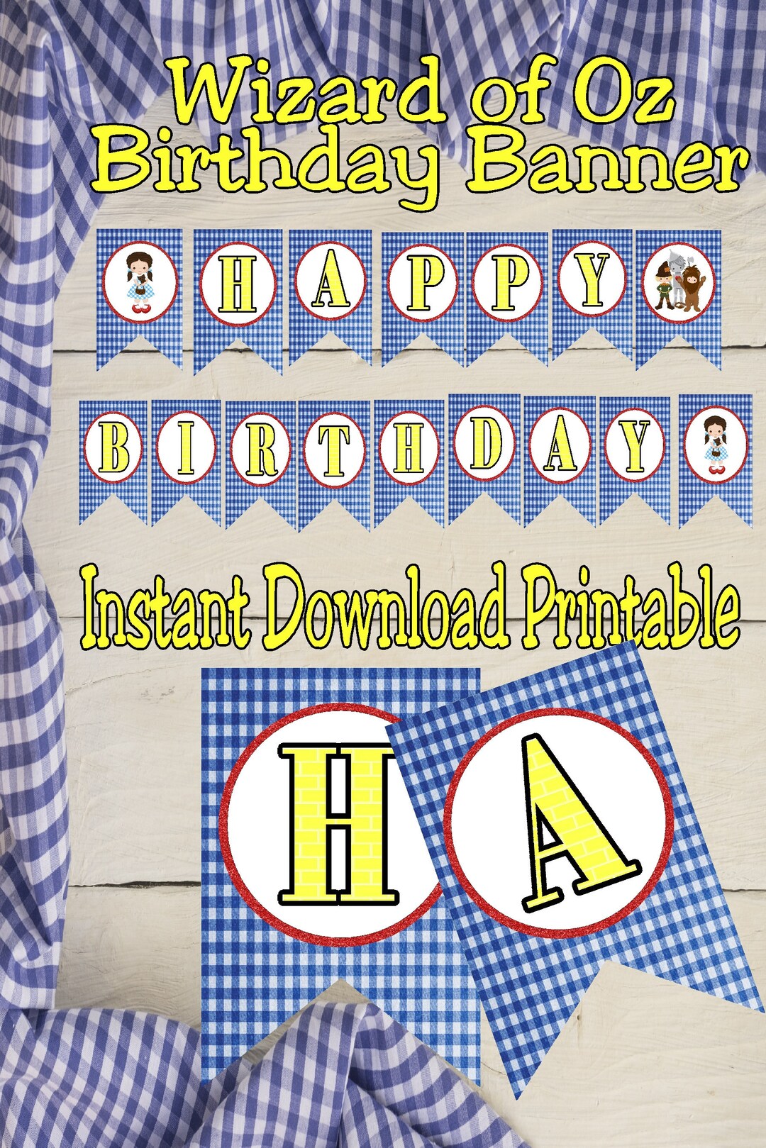 Wizard of Oz Happy Birthday Banner Instant Download Printable for Party ...