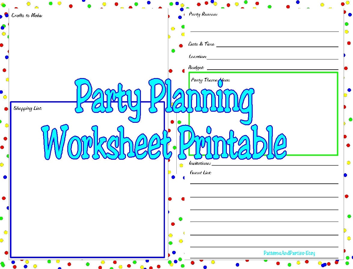 Party Planning Worksheet Planner Printable | Etsy