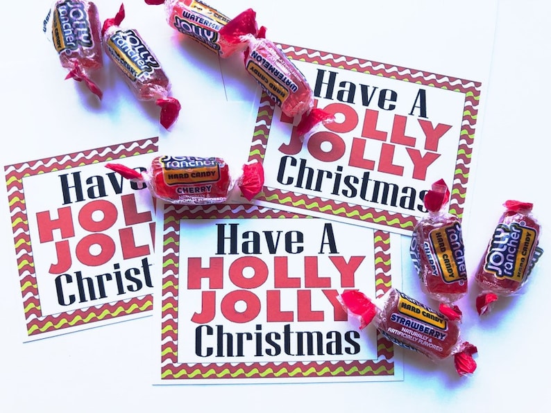 Holly Jolly Christmas Candy Bag Topper Printable - Etsy