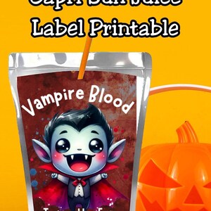 Vampire Blood Capri Sun Label Printable, Halloween Party Drink Juice ...