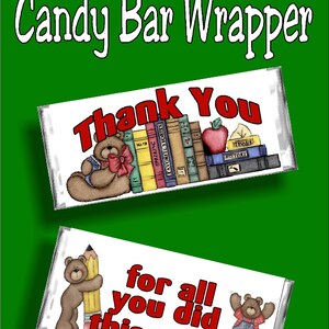 School Thank You Candy Bar Wrapper Printable - Etsy