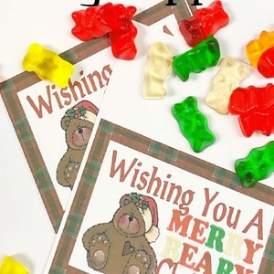 Merry Beary Christmas Bag Topper Printable, Gummy Bear Holiday Treat ...