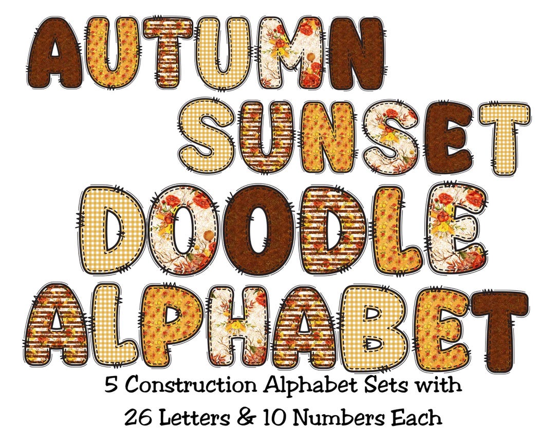 Fall Flower Alphabet PNG Clipart Set of 5 Autumn Rose Letters and ...