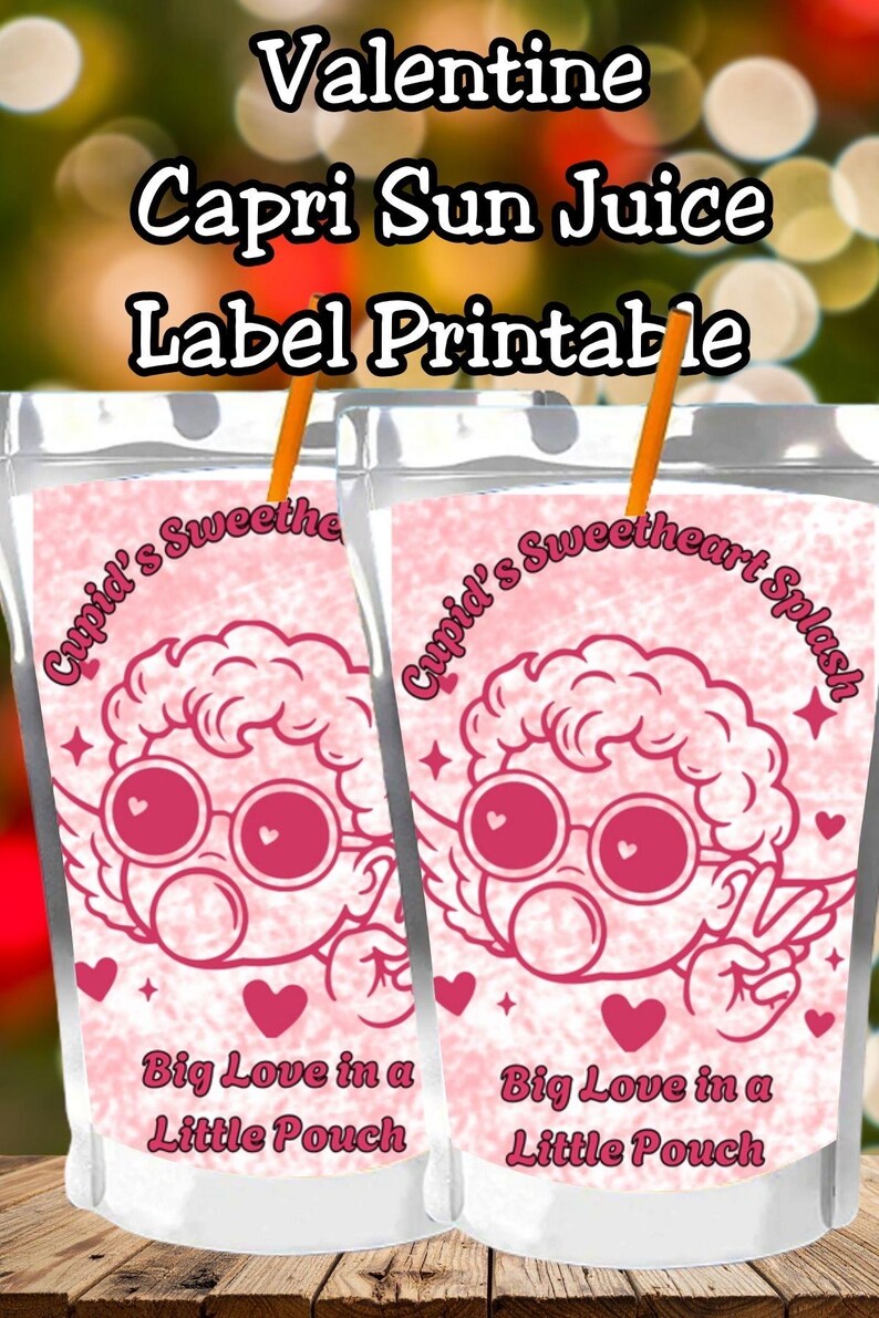 Valentine Capri Sun Label Printable, Cupid Juice Pouch Label, Kids ...