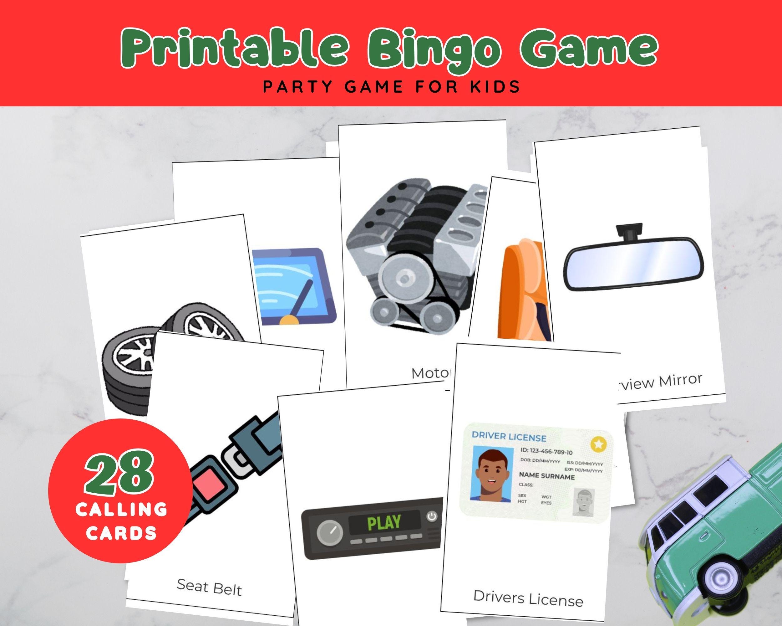 Cars Bingo Game, Party Game Printable Car Bingo Tire Marker Truck Card ...