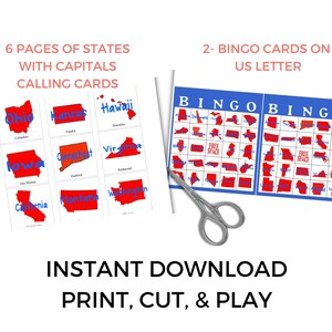 States Bingo Educational Game for Homeschool Activity or Classroom ...