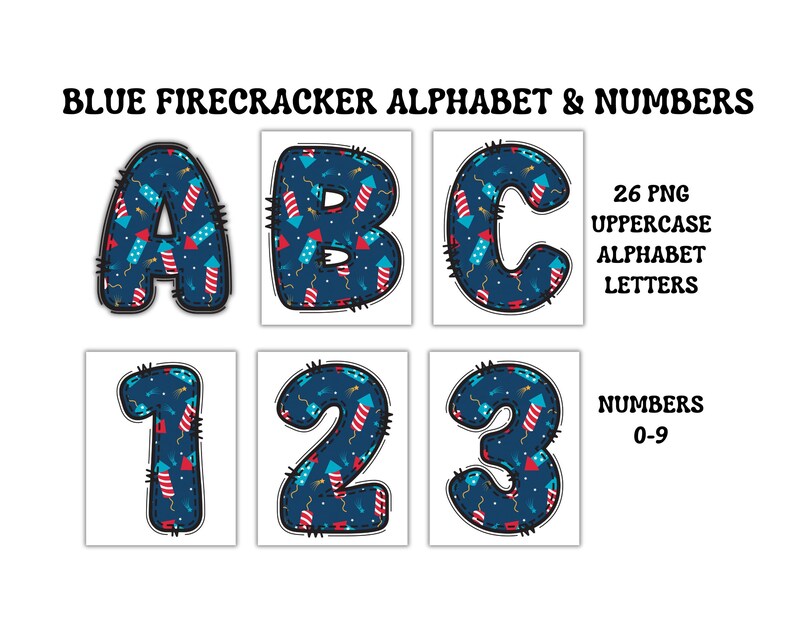 Patriotic Alphabet PNG Clipart Set of 5 Patriotic Letters and Numbers ...