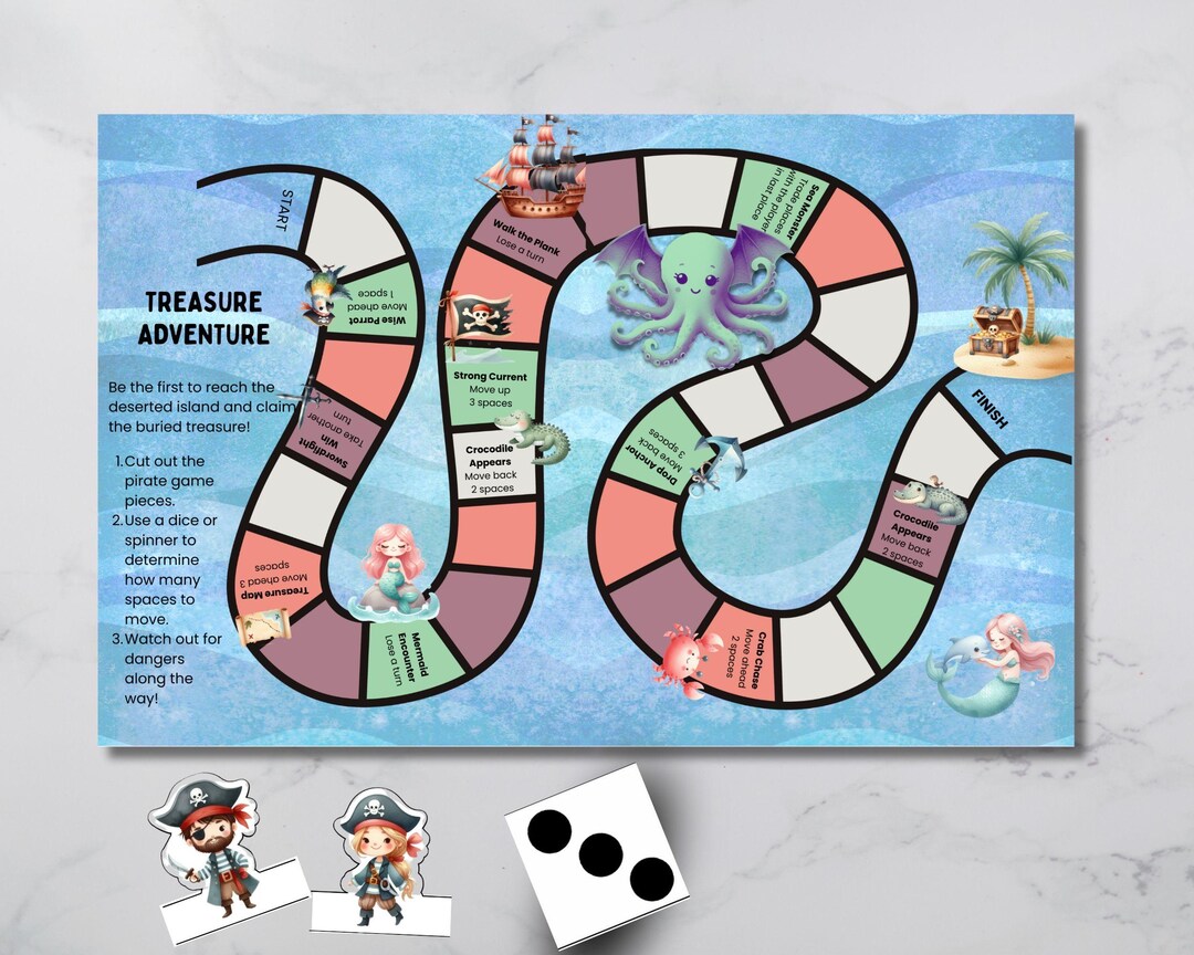Pirate Board Game, Ahoy Matey! Treasure Hunt Board Game for Kids ...
