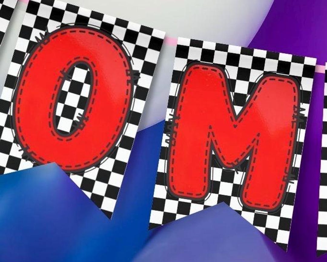 Cars Racing Flag Alphabet DIY PRINTABLE Personalizable Pennant Banner ...