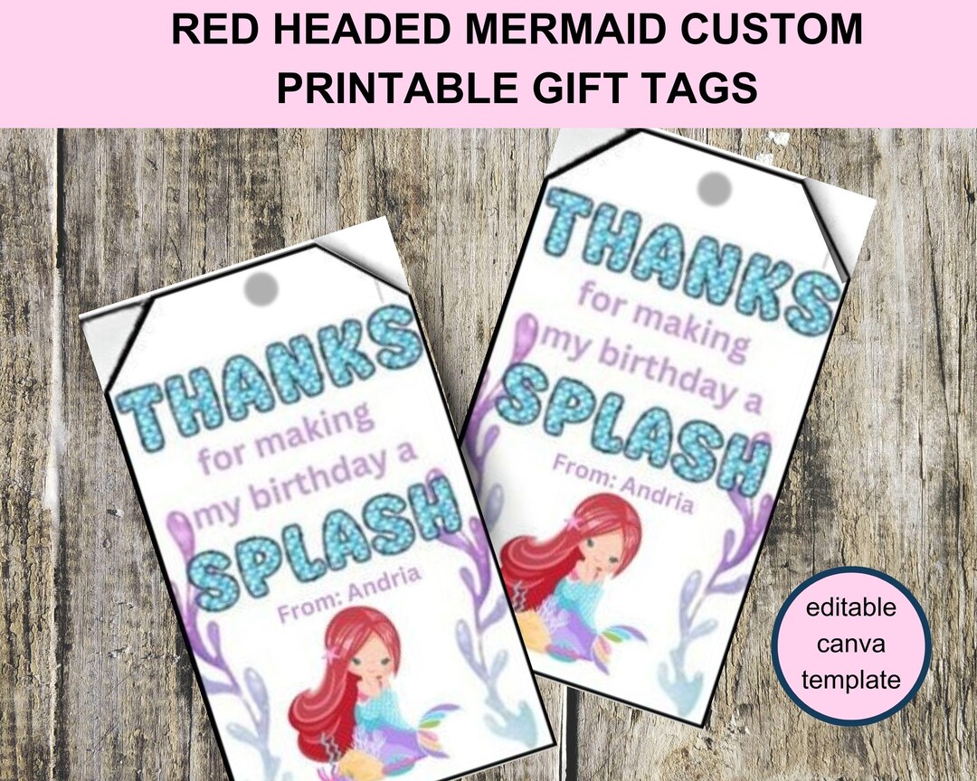 Little Mermaid Gift Tag Printable, Mermaid Party Gift Tag, Mermaid ...