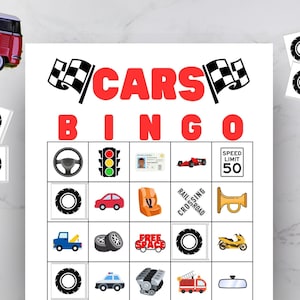 Party Game Printable Car Bingo Tire Marker Truck Card Classroom ...
