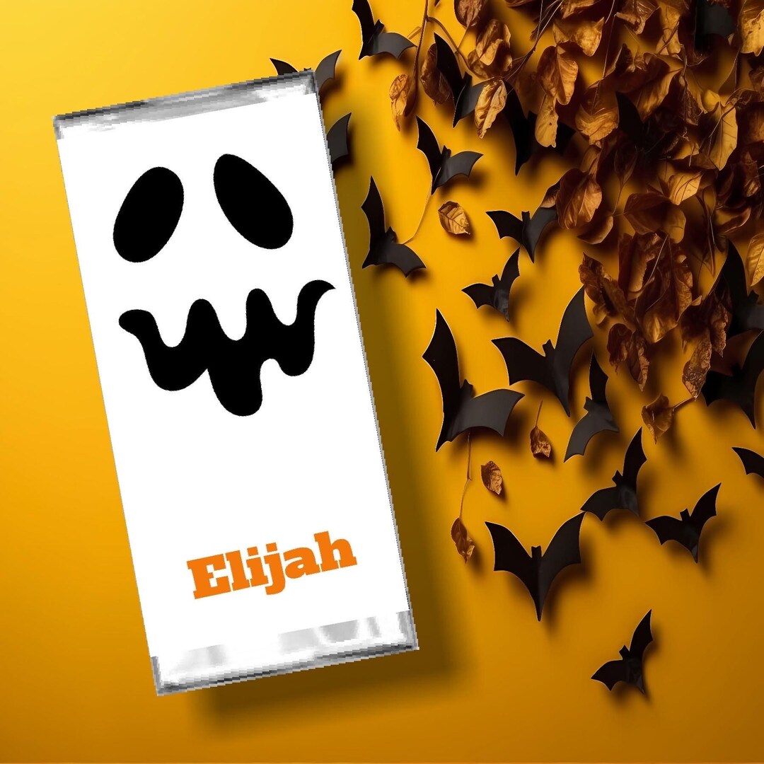Halloween Ghost Personalized Candy Bar Wrappers, Customizable Fall ...