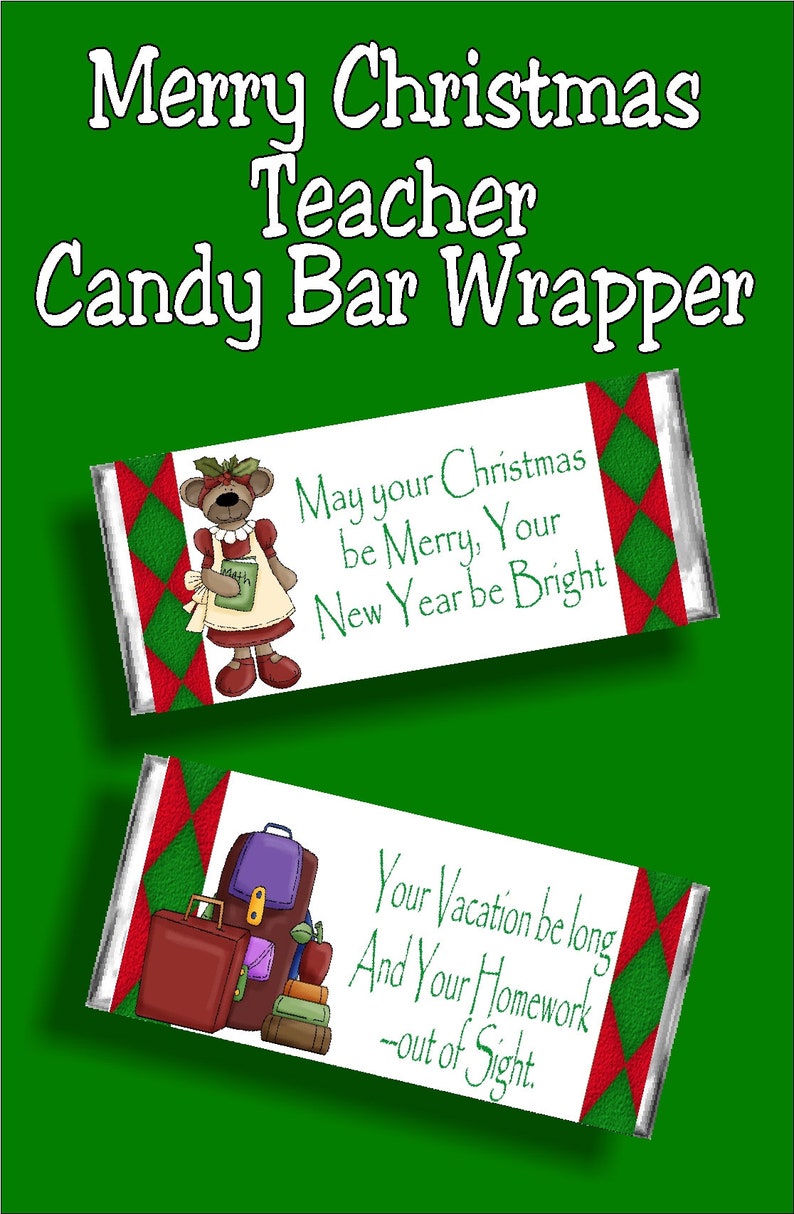 Merry Christmas Teacher Printable Candy Bar Wrapper - Etsy