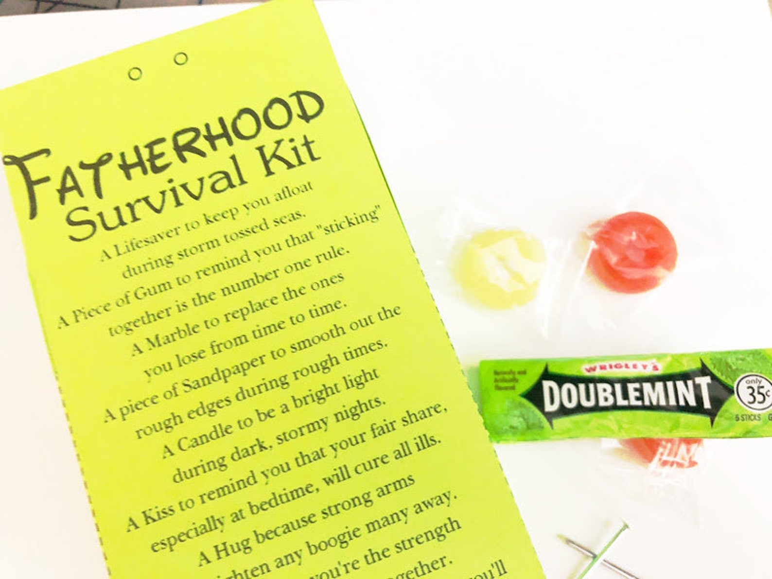 Fatherhood Survival Kit Printable for Group Gift for Dad Treat Bag ...