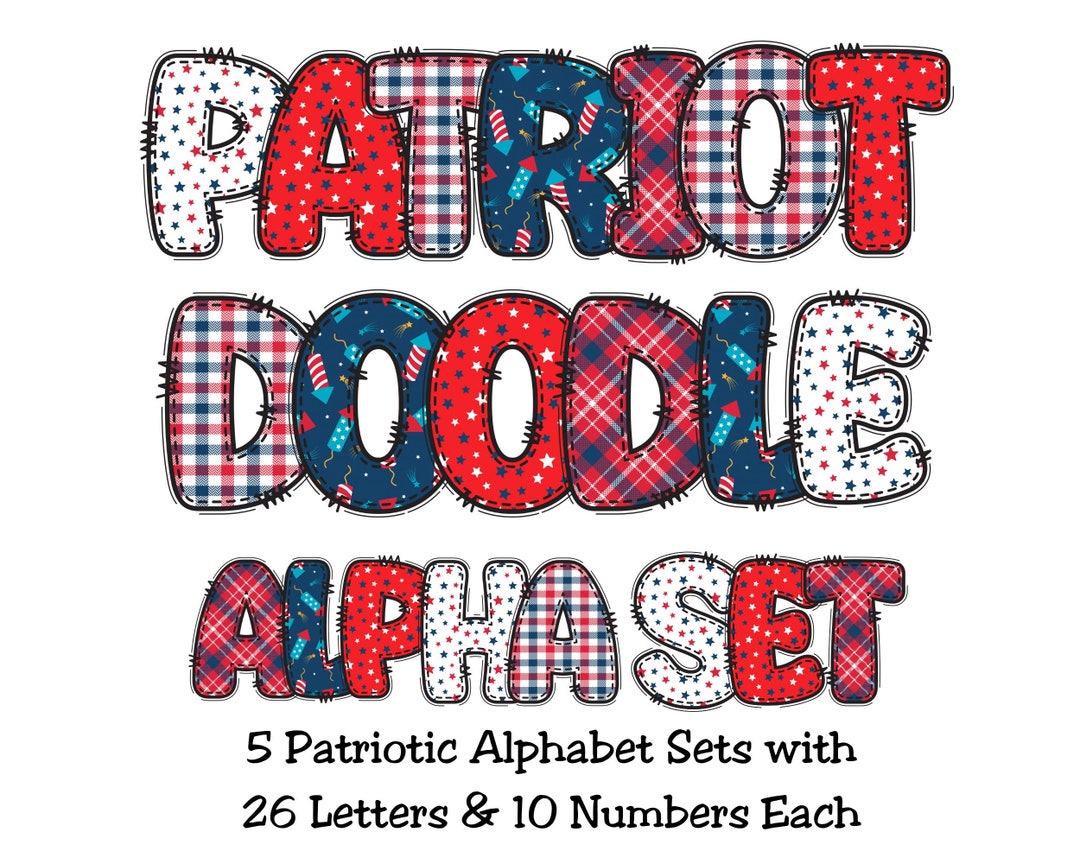Patriotic Alphabet PNG Clipart Set of 5 Patriotic Letters and Numbers ...