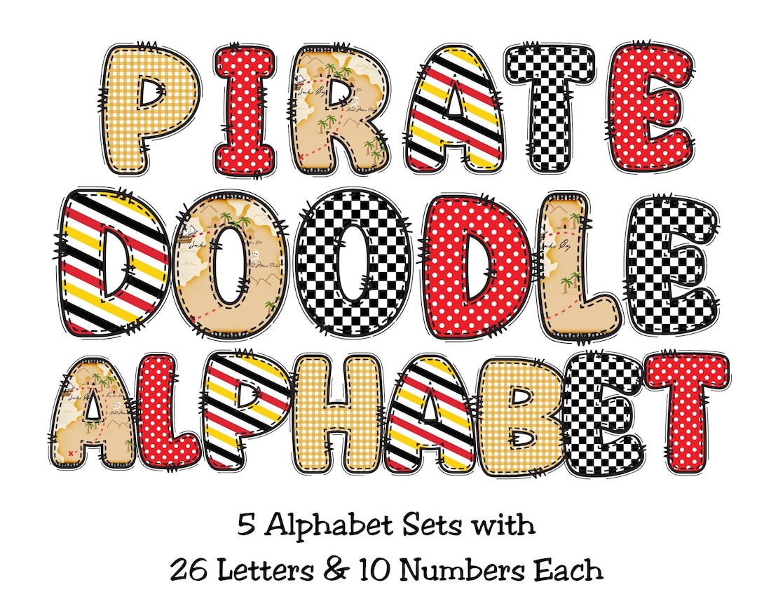 Pirate Alphabet PNG Clipart Set of 5 Pirate Party Letters and Numbers ...