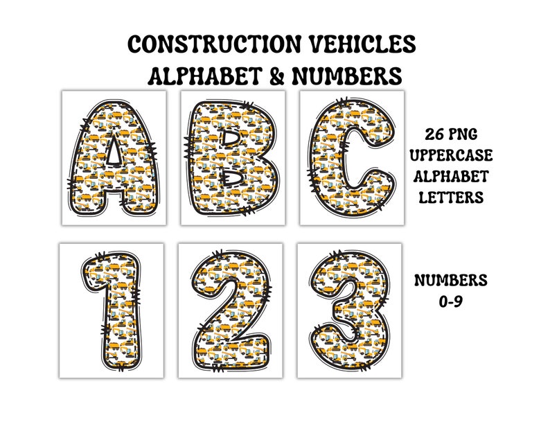 Construction Alphabet PNG Clipart Set of 5 Construction Letters and ...