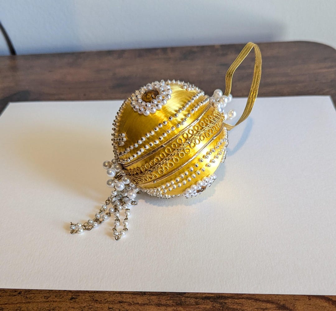 Beautiful Large Yellow Push Pin Ornament With Gold Braid - Etsy