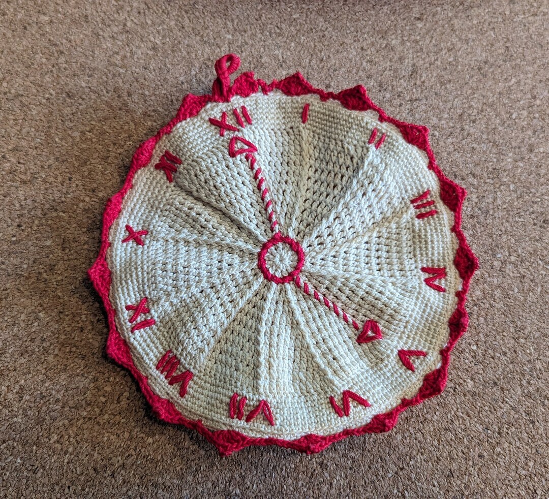 Vintage Crochet Clock Pot Holder Retro - Etsy