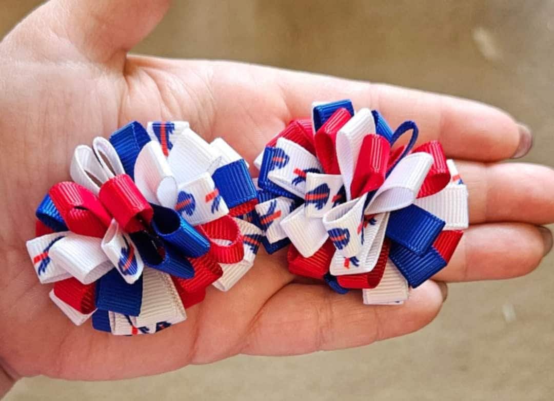 Bills Pom Pom Pig Tail Set, Football Team, Pig Tail Sets - Etsy