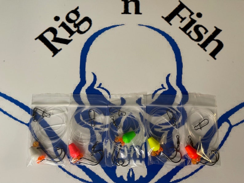 5 Hi-low Surf Fishing Rigs. Colored Tear Drop Floats. Pompano, Flounder ...