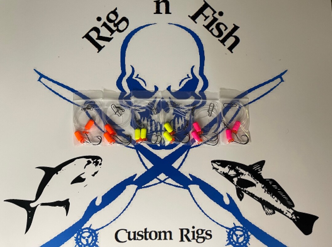 6 Surf / Pier Fishing Rigs 1/0 Hooks Pompano Whitings Croakers Snappers ...