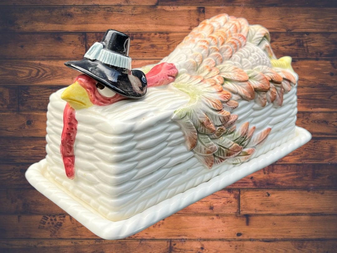 Fitz and Floyd Pilgrims Progress Butter Dish Thanksgiving Vintage - Etsy
