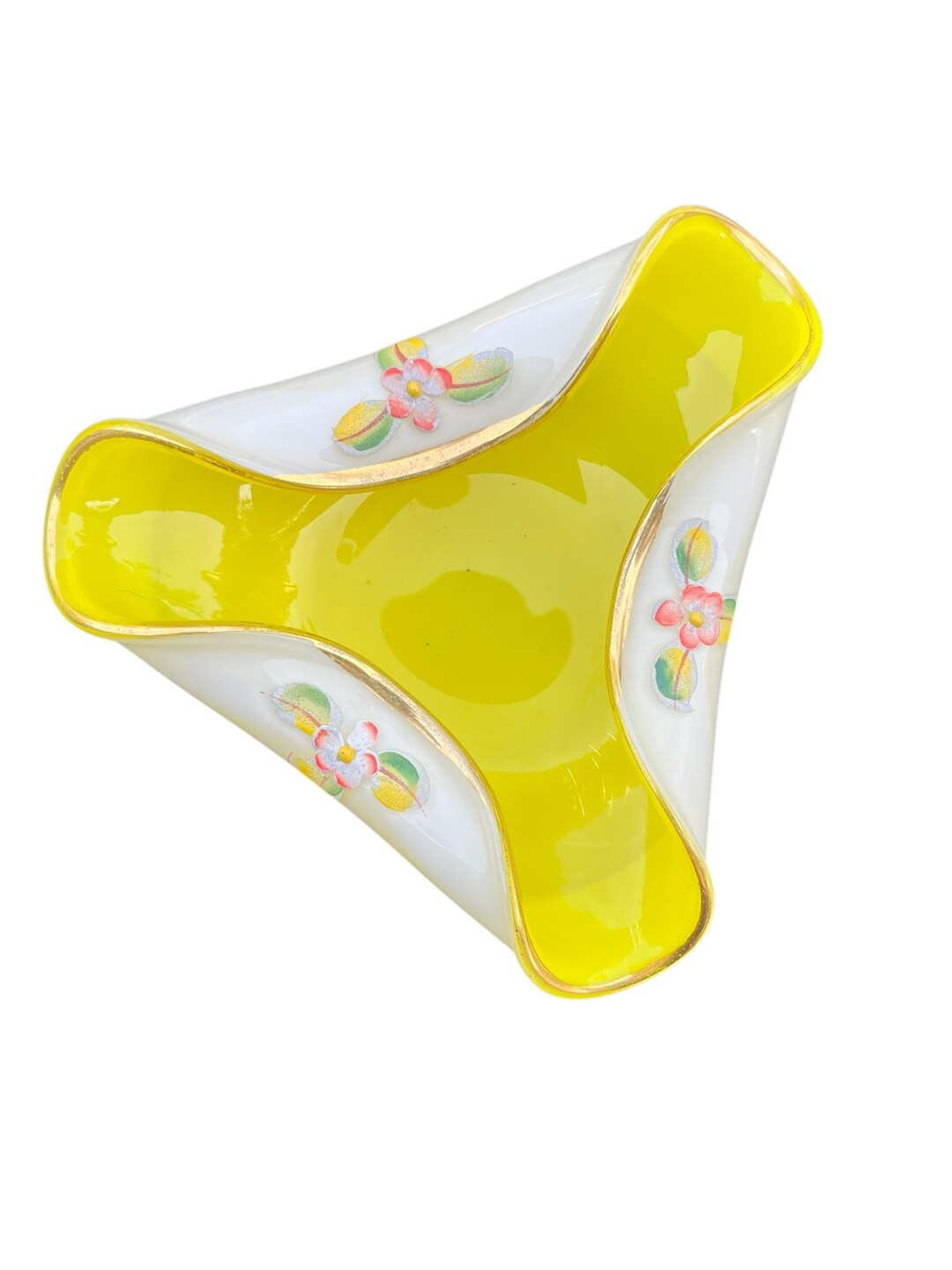 Nasco Japan Art Glass Bowl Folded Edge Triangle Shape Vintage - Etsy