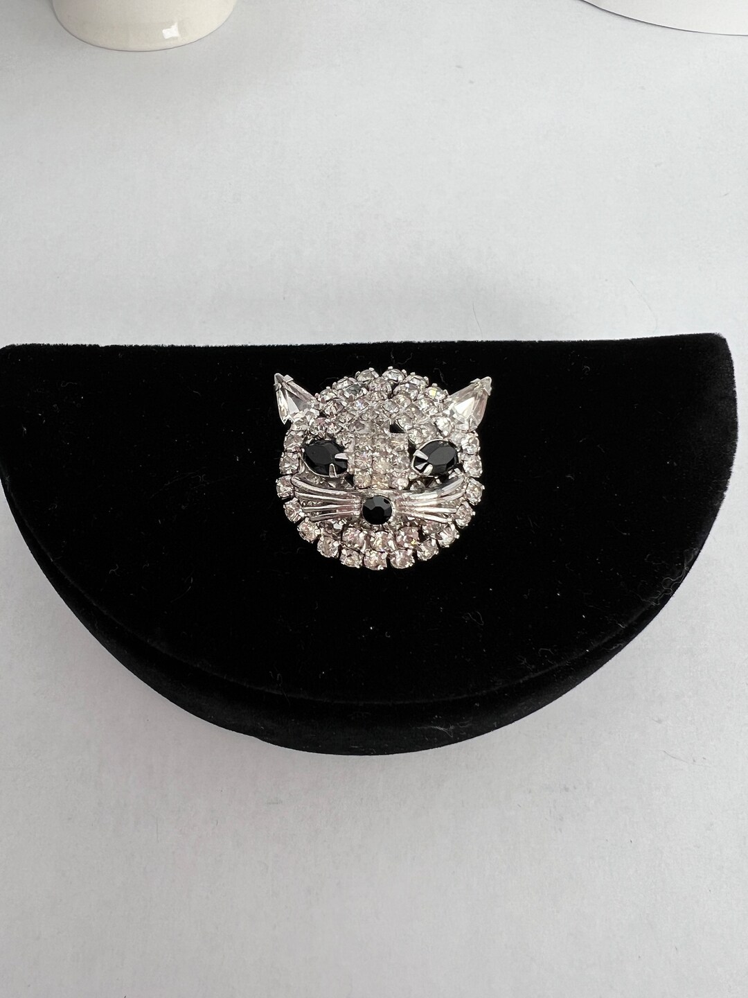 Diamond Rhinestone Cat Face Brooch - Etsy